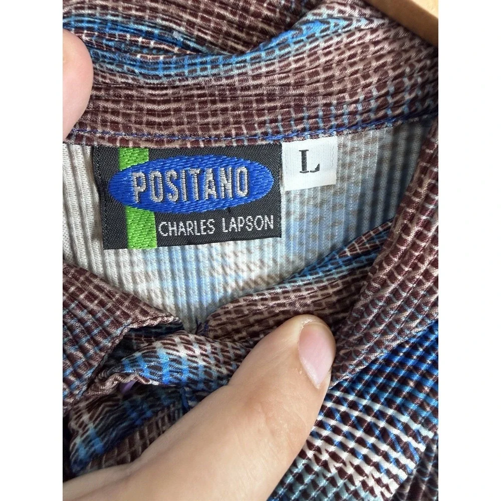 CB Positano | Shirts | Vintage 99s Positano Optical Art Pattern Poly ...